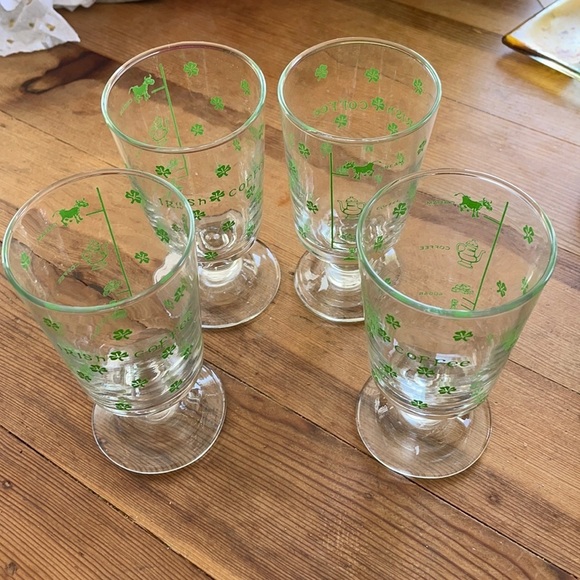 Dining | Vintage Irish Coffee Shamrock Recipe Glasses X 4 | Poshmark